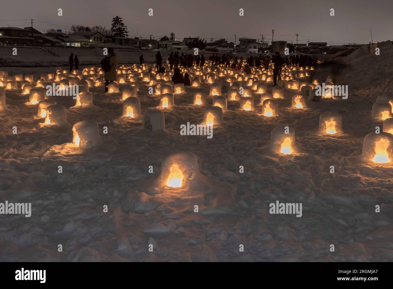 Kamakura, local winter festival, miniature snow domes(igloo), water god ...
