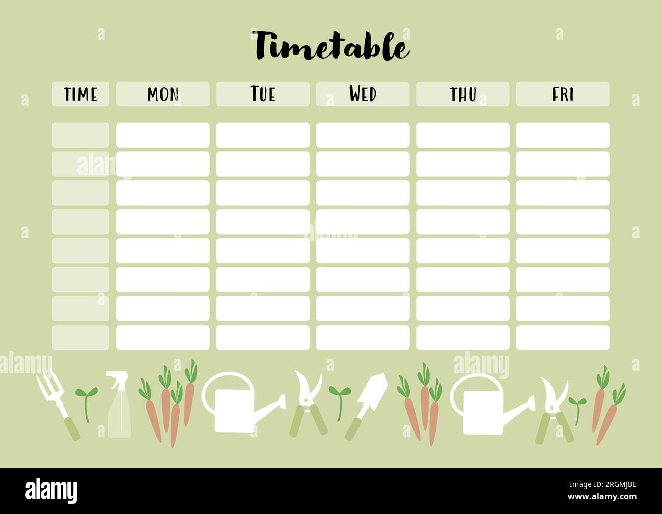 Weekly planner, school timetable with gardening theme Stock Vector ...