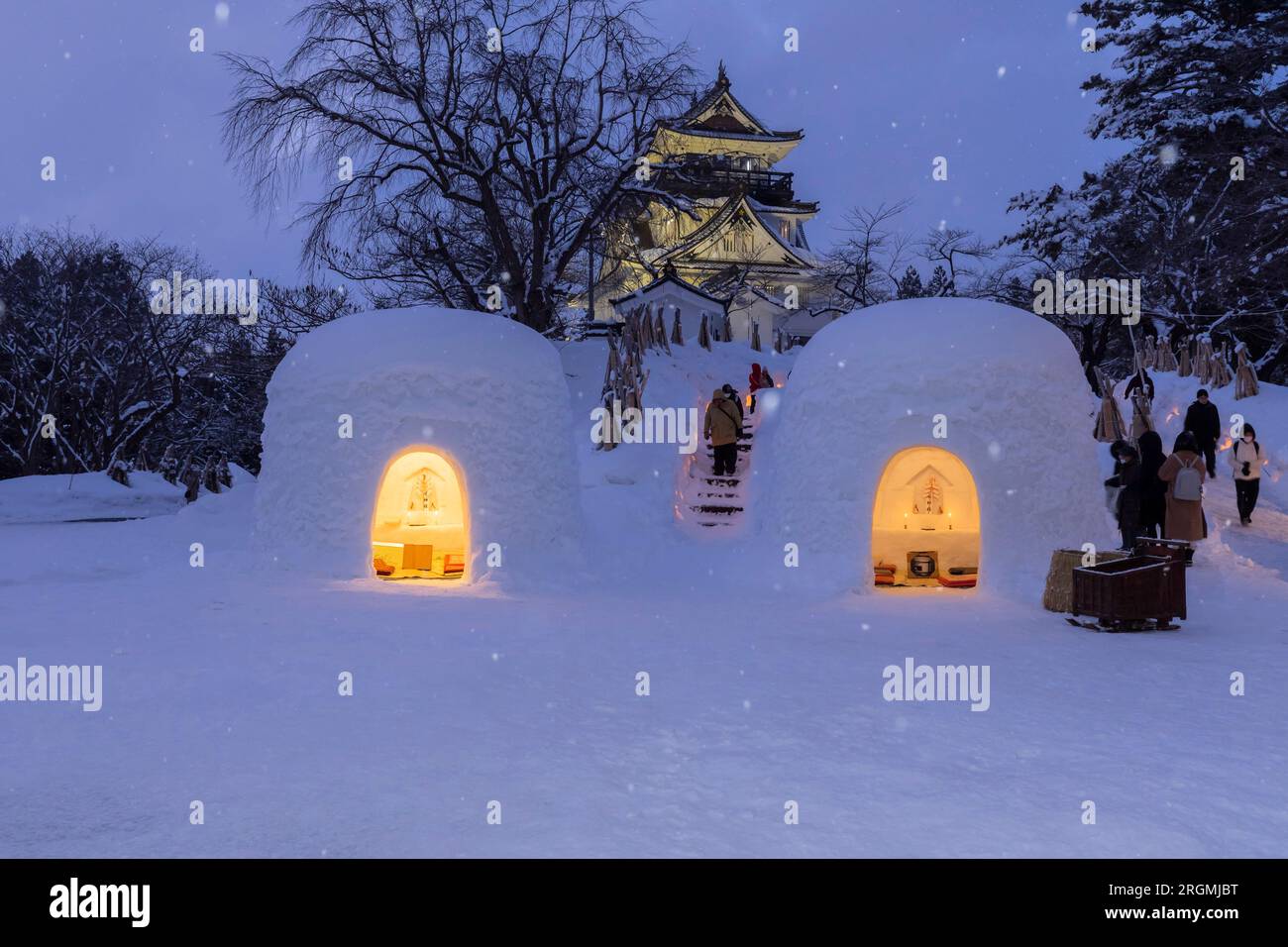 Kamakura, local winter festival, snow dome(igloo), water god's shrine ...