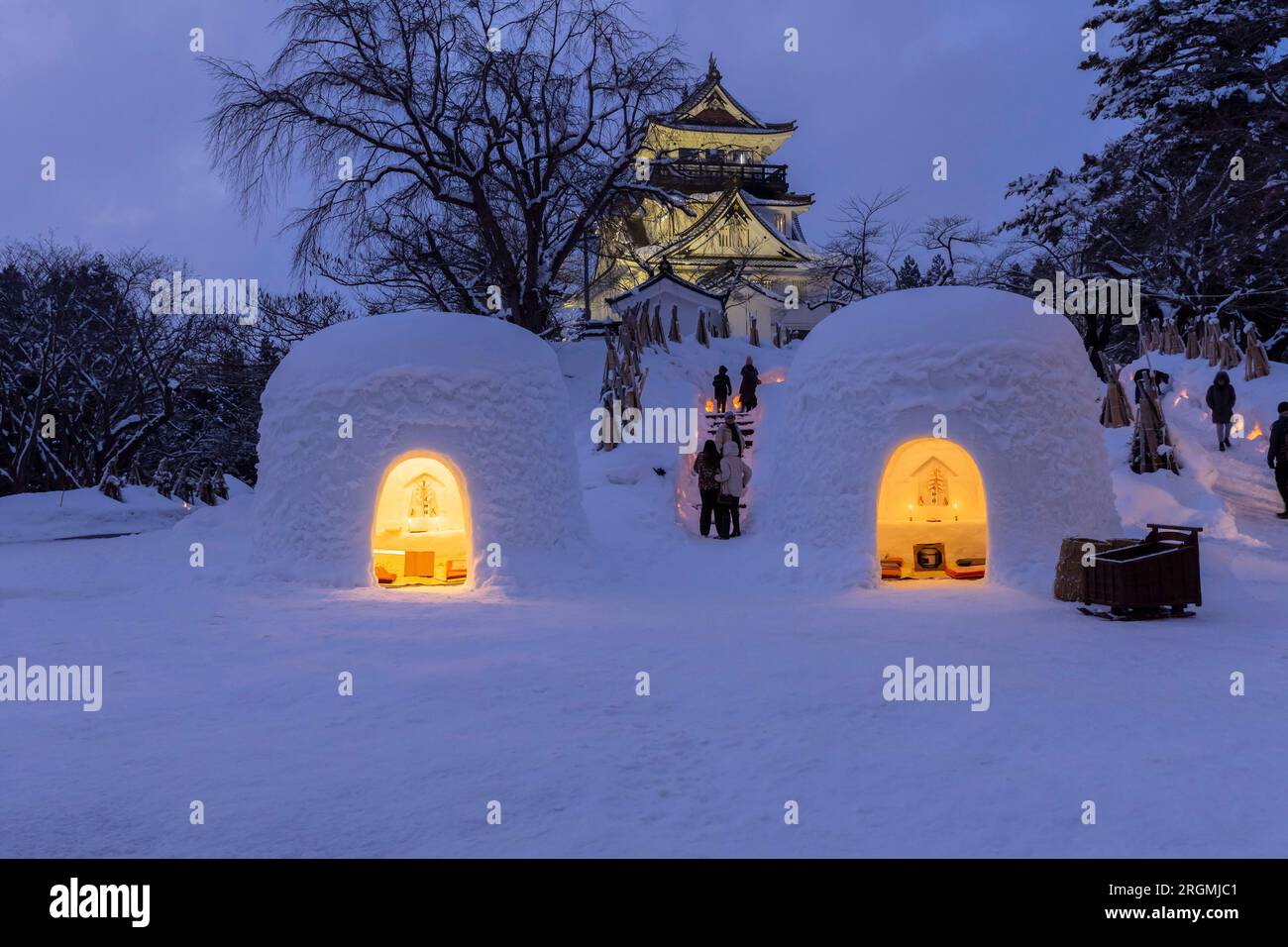 Kamakura, local winter festival, snow dome(igloo), water god's shrine ...