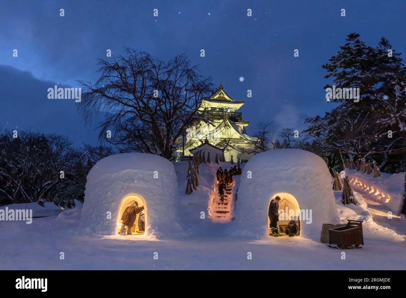 Kamakura, local winter festival, snow dome(igloo), water god's shrine ...