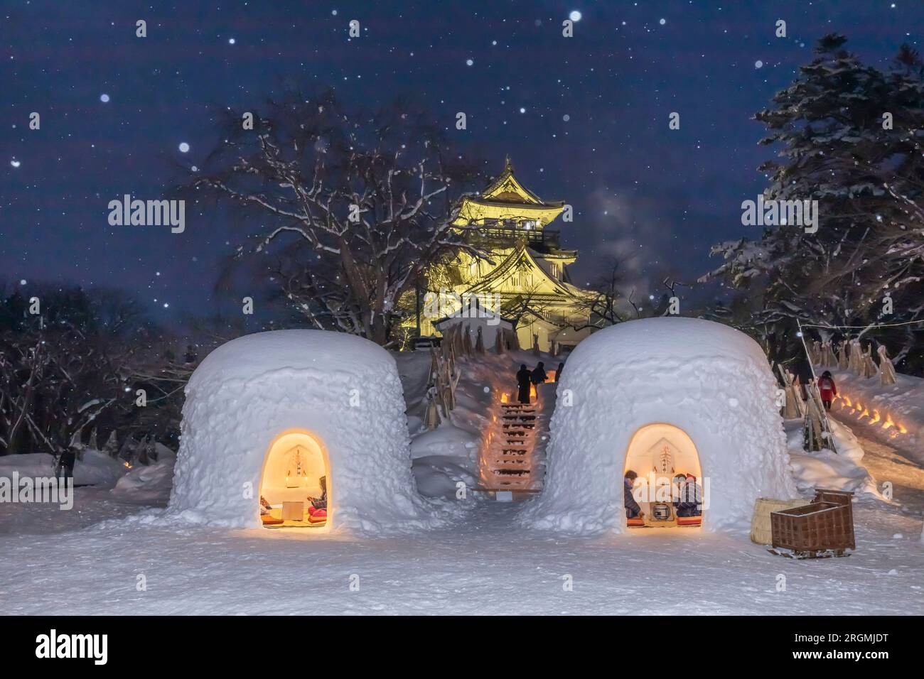Kamakura, local winter festival, snow dome(igloo), water god's shrine ...