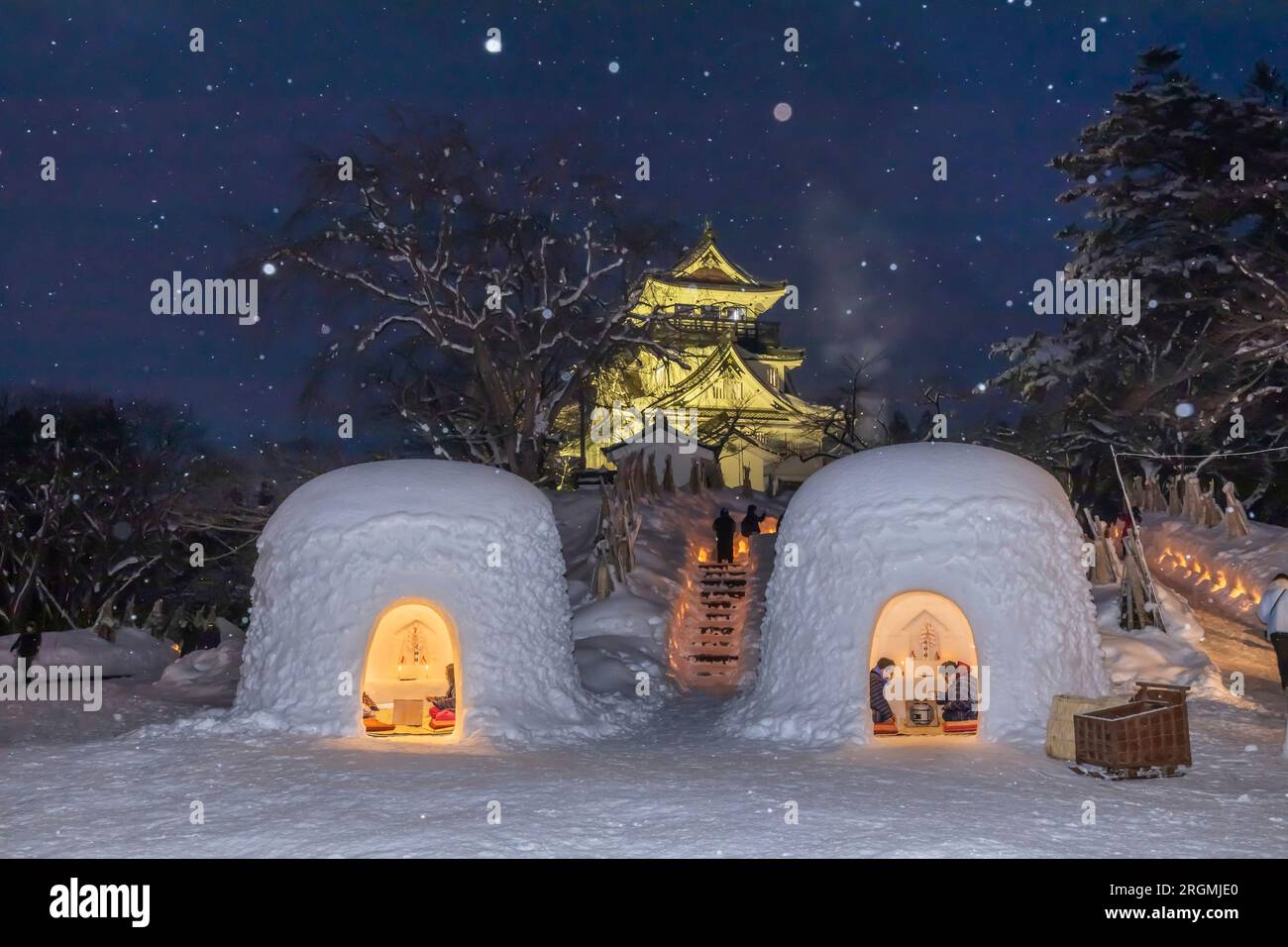 Kamakura, local winter festival, snow dome(igloo), water god's shrine ...
