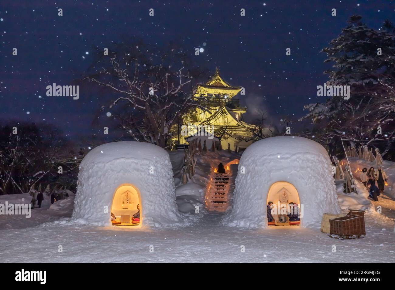 Kamakura, local winter festival, snow dome(igloo), water god's shrine ...