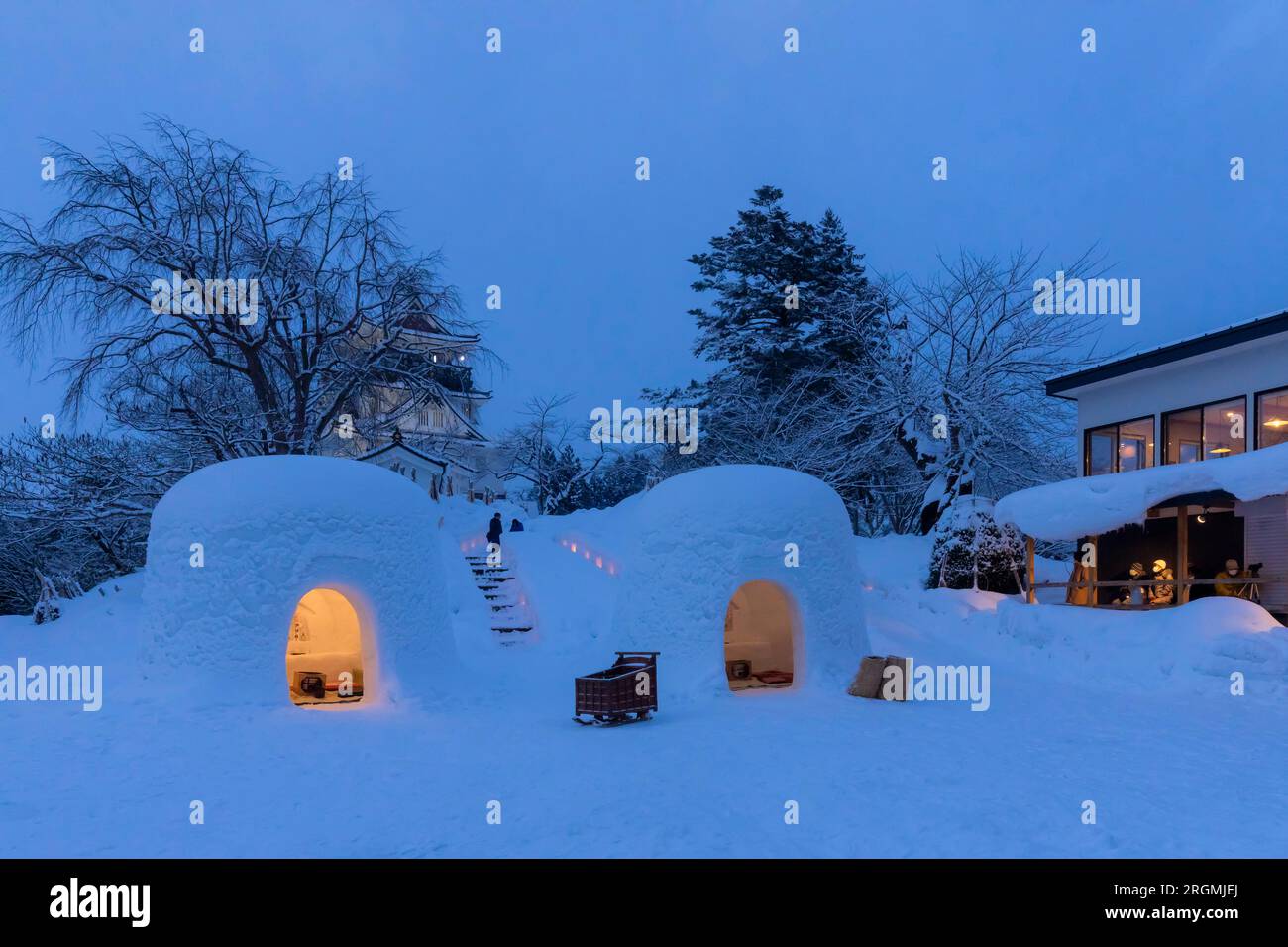 Kamakura, local winter festival, snow dome(igloo), water god's shrine ...