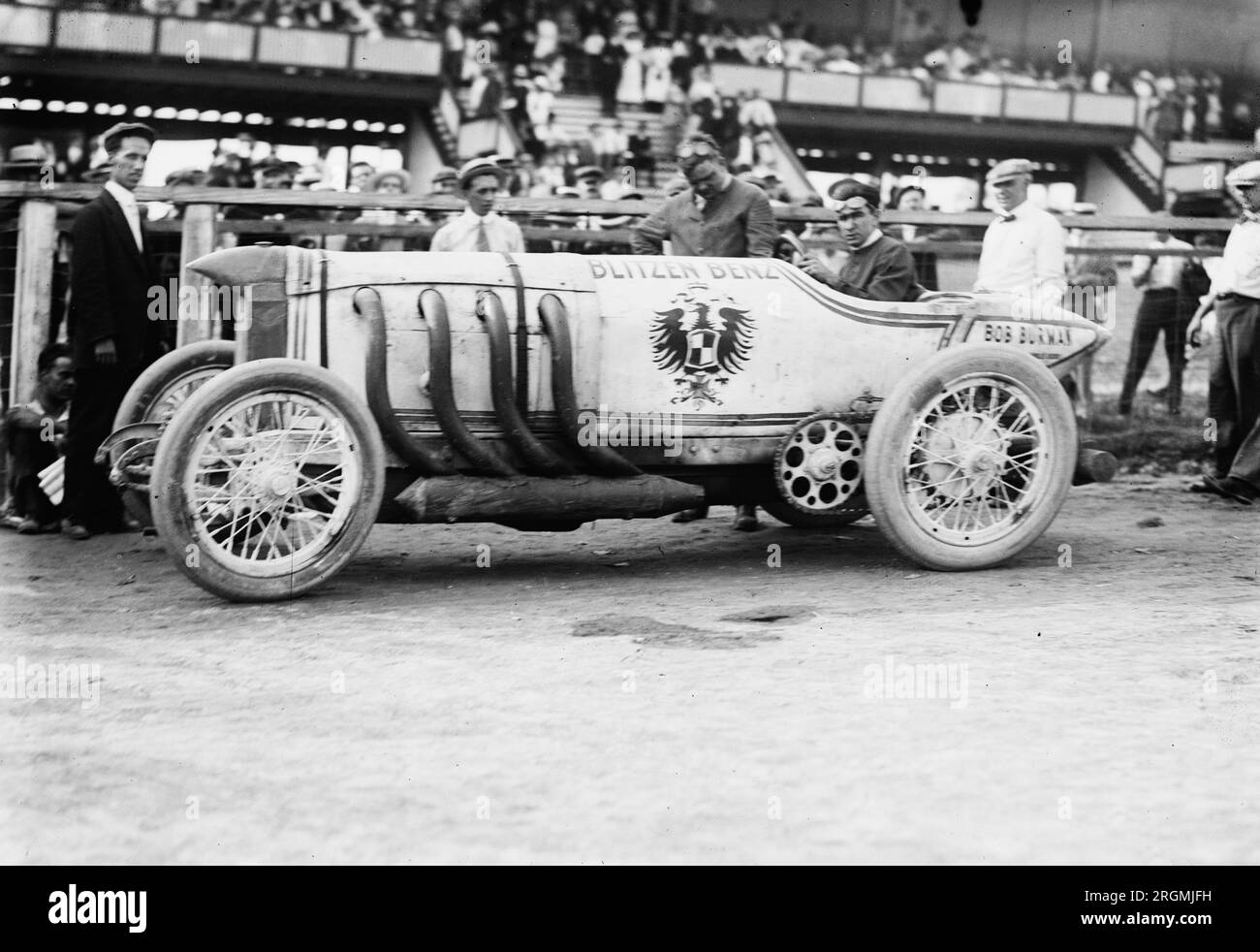 Vintage Auto Racing: Race car driver Bob Burman in his Blitzen Benz ...