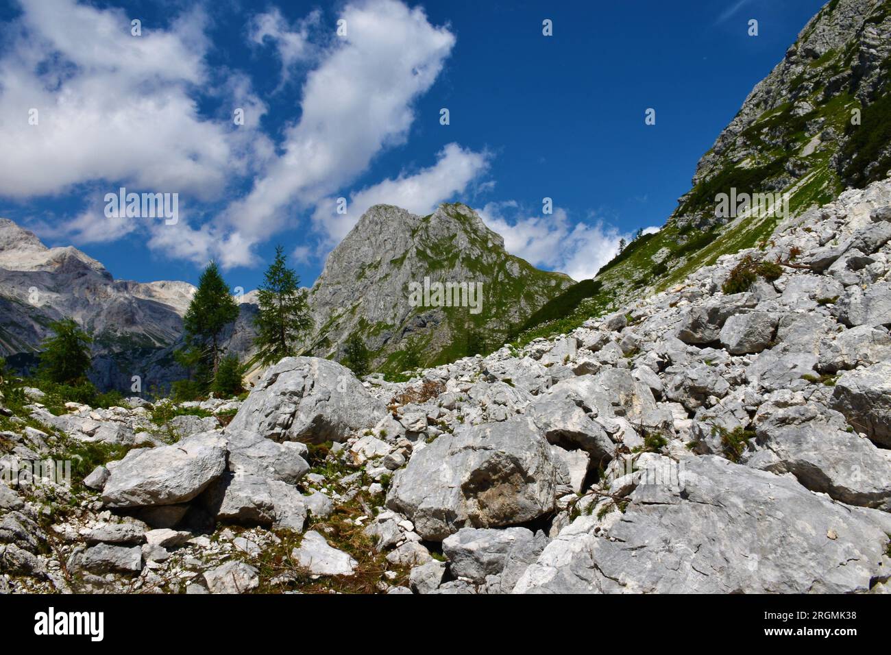 View of mountain Vernar in Julian alps and Triglav national park ...
