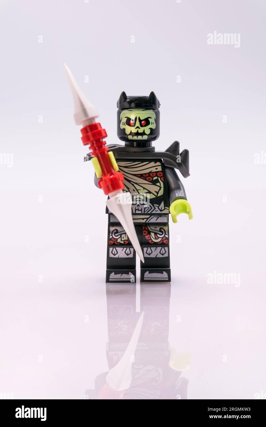 Bone Warrior lego ninjago minifigure toy with reflection Stock Photo ...
