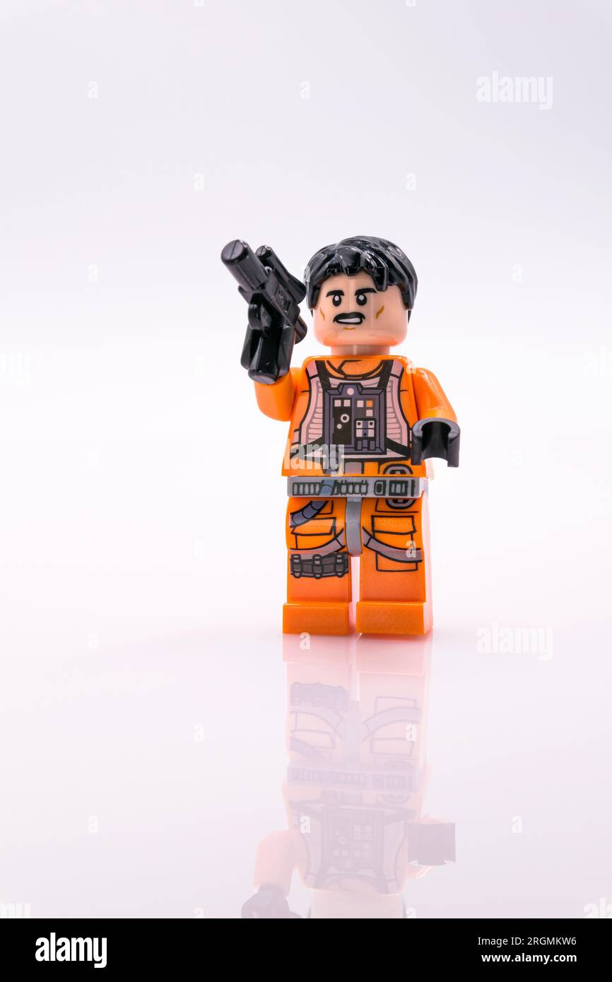 Star Wars Biggs Darklighter lego minifigure toy with reflection Stock ...