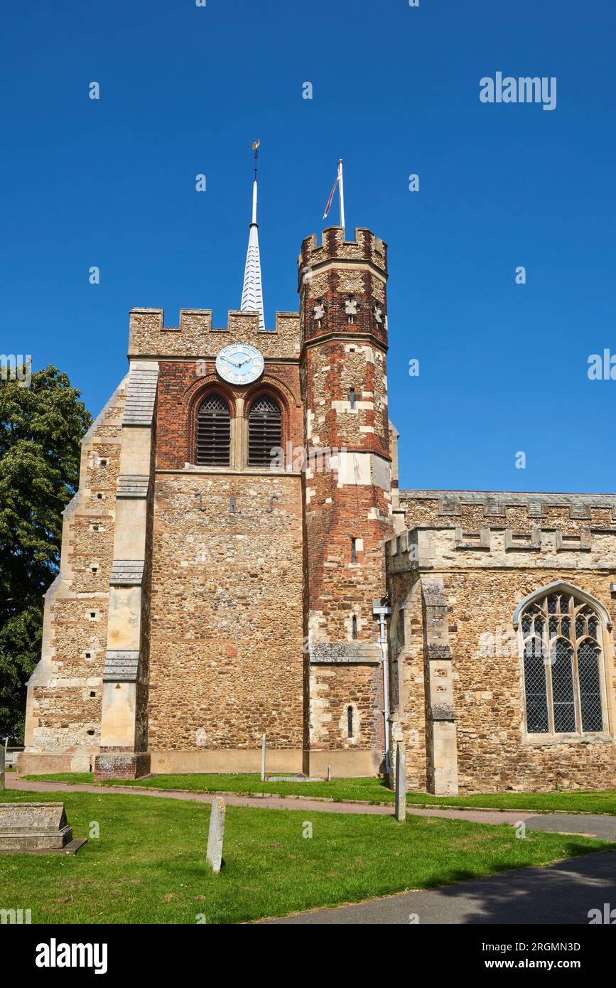 The 12th century tower of St Mary's church at Hitchin, Hertfordshire ...