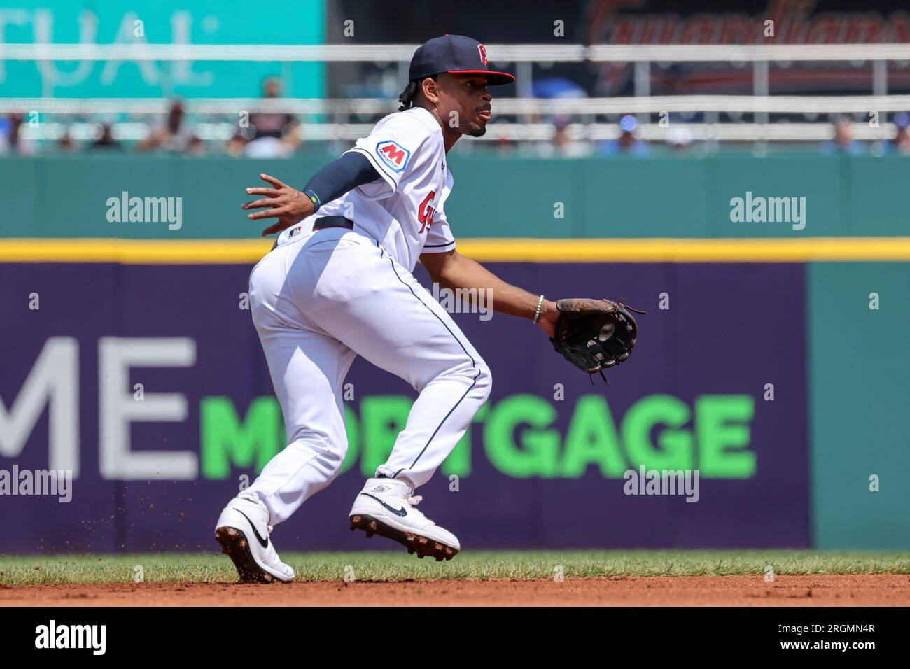 CLEVELAND, OH - AUGUST 10: Cleveland Guardians shortstop Jose Tena (8 ...
