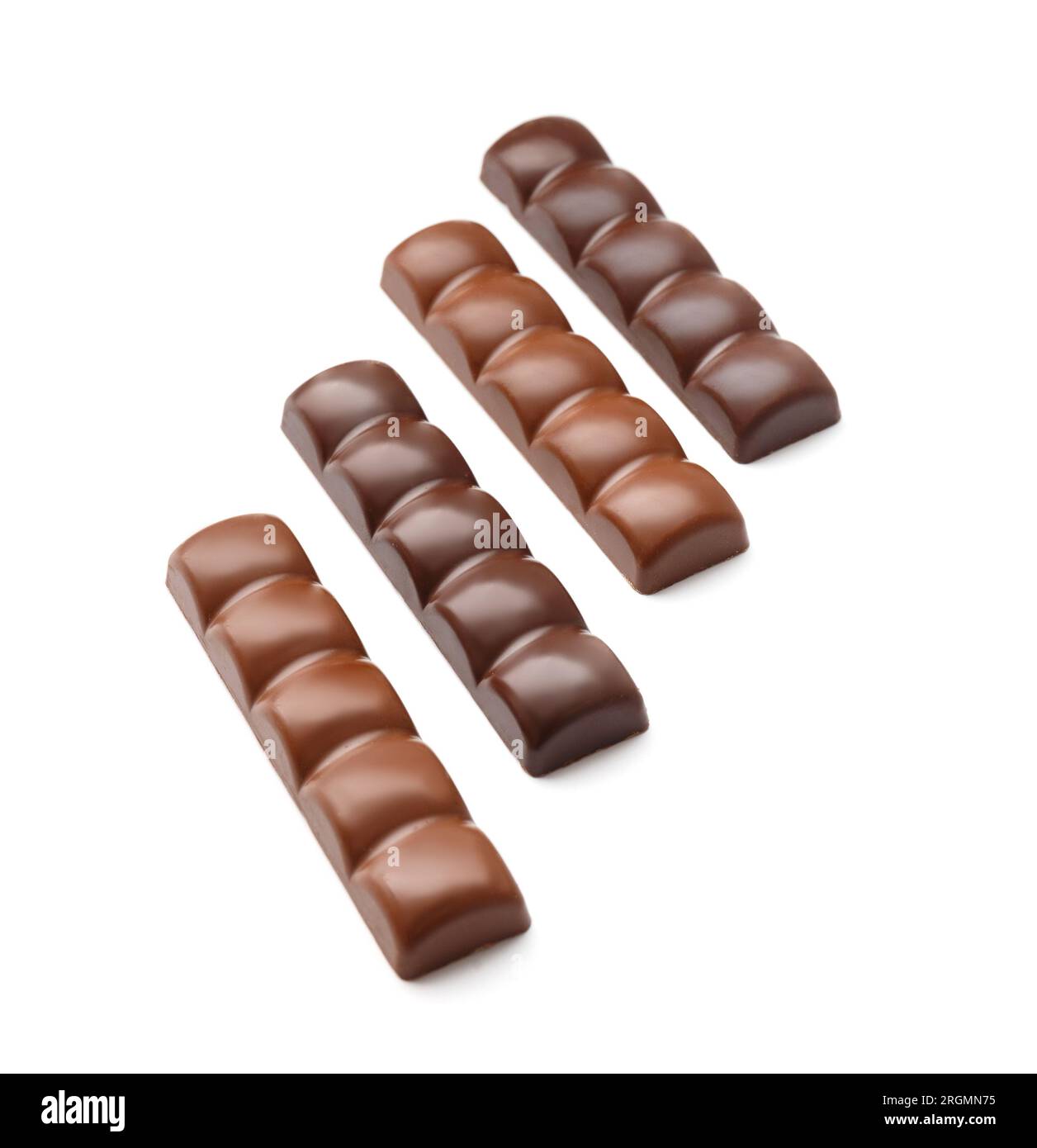 Chocolate bars made of milk and dark chocolate isolated on a white ...