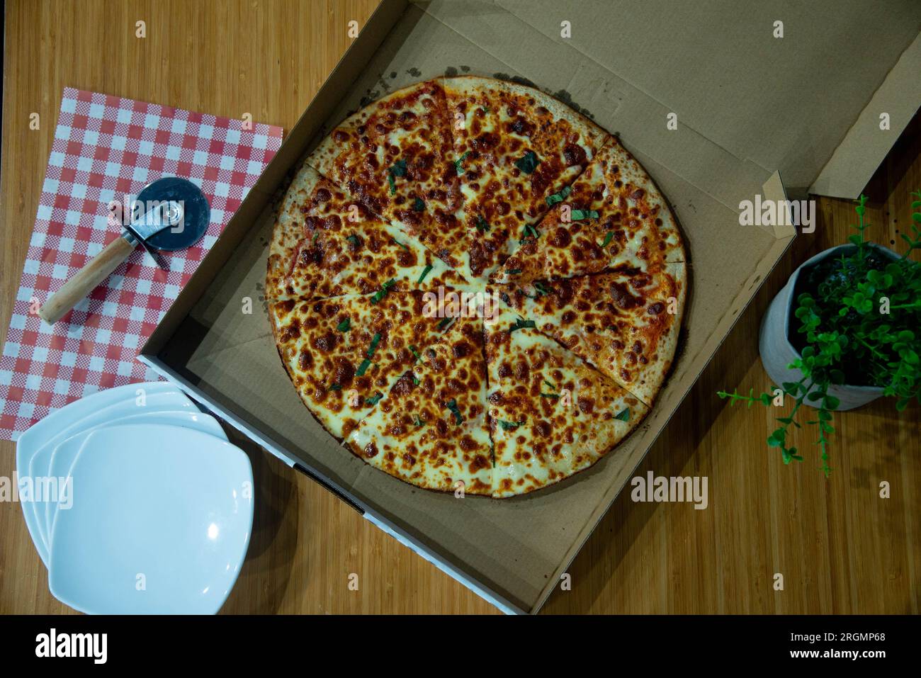 Pizza in display for the photo shoot in Tokyo, Japan. Nowadays in 2022 ...