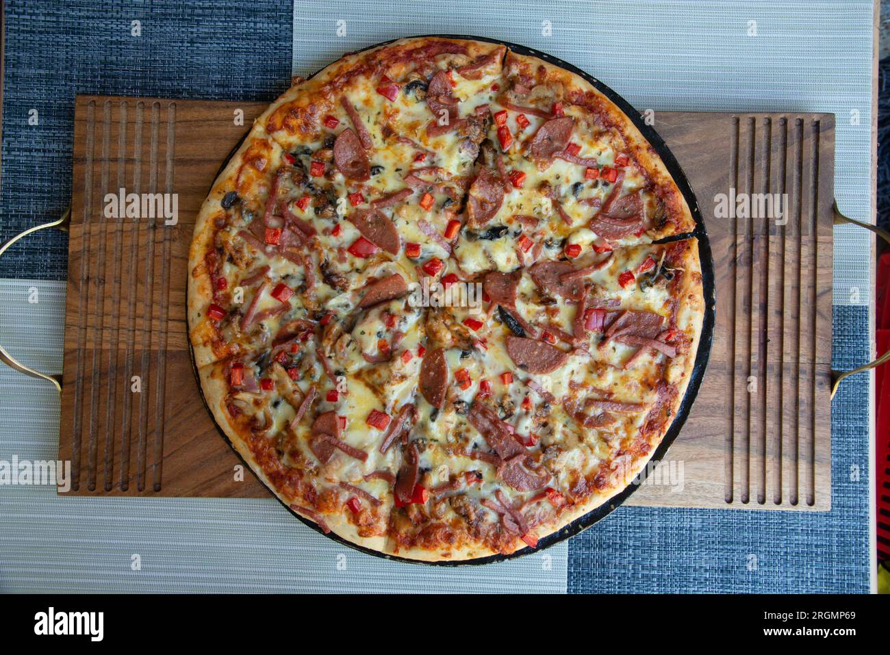 Pizza in display for the photo shoot in Tokyo, Japan. Nowadays in 2022 ...