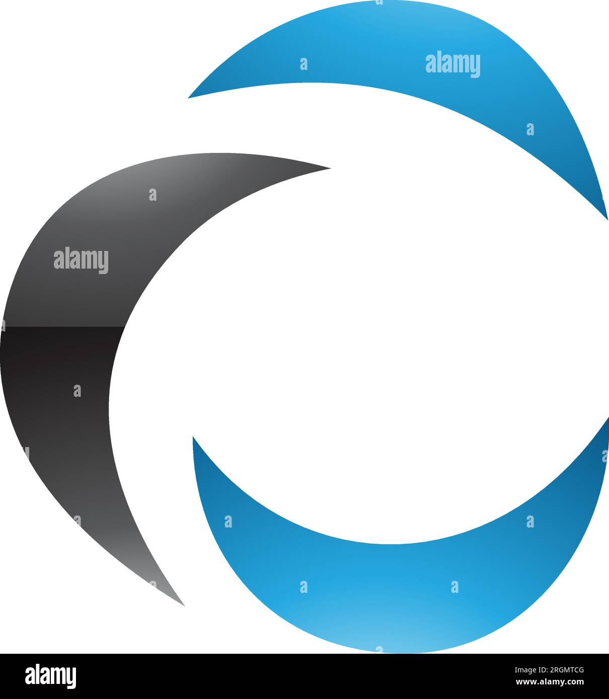 Black and Blue Glossy Crescent Shaped Letter C Icon on a White ...