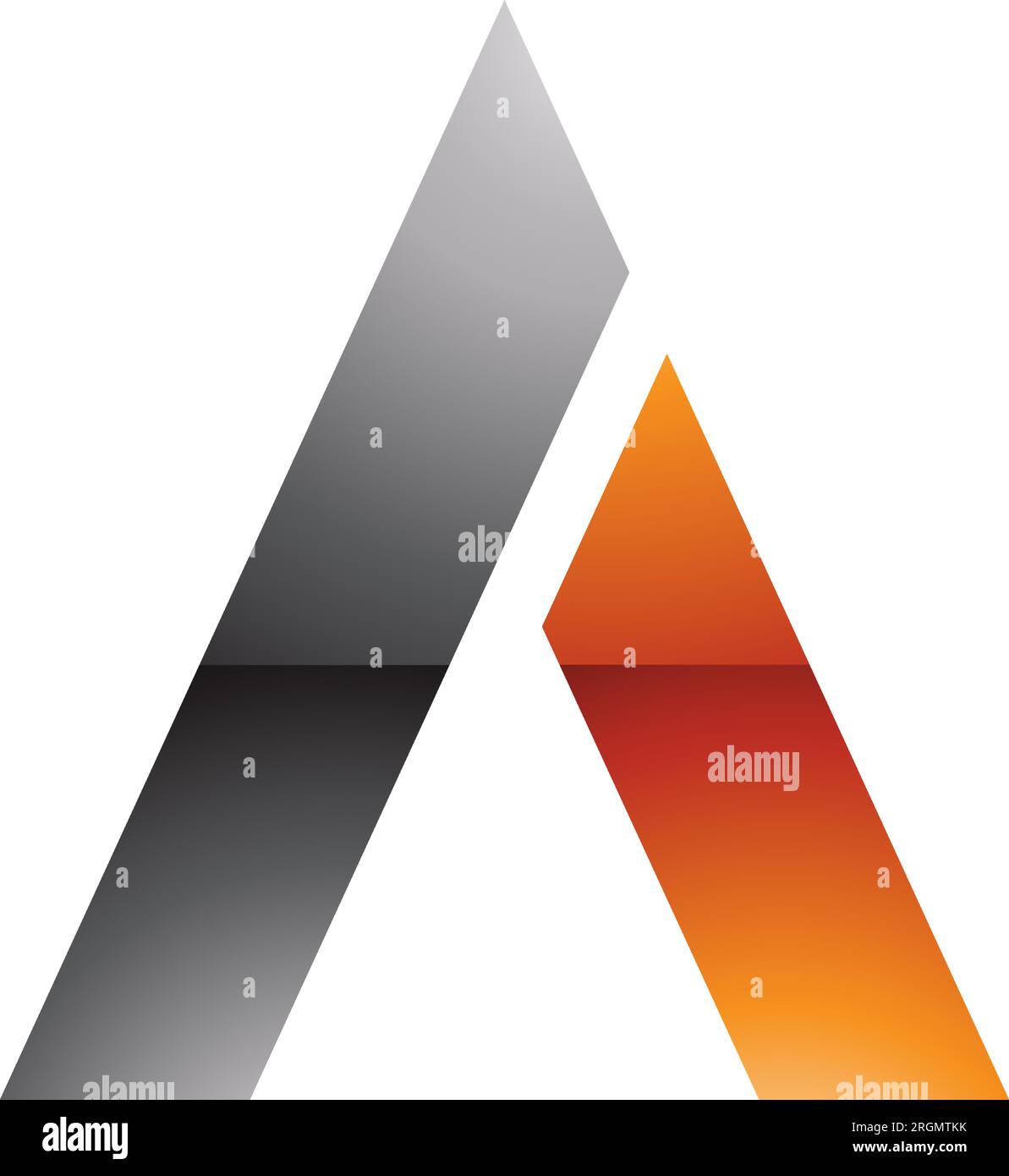 Black and Orange Glossy Trapezium Shaped Letter A Icon on a White ...