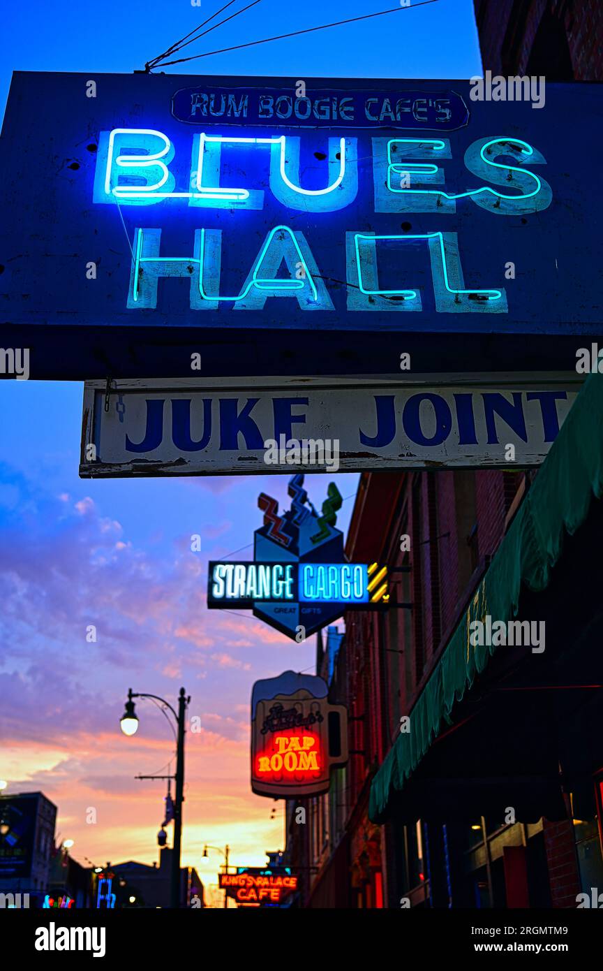 Neon Signs along Beale Street in Memphis Stock Photo - Alamy