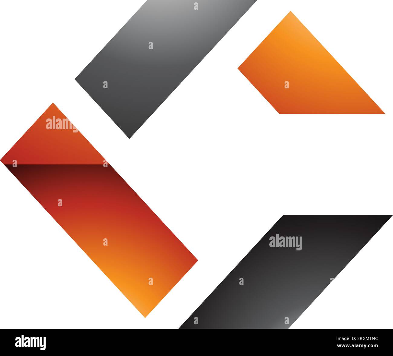 Black and Orange Glossy Square Letter C Icon Made of Rectangles on a ...
