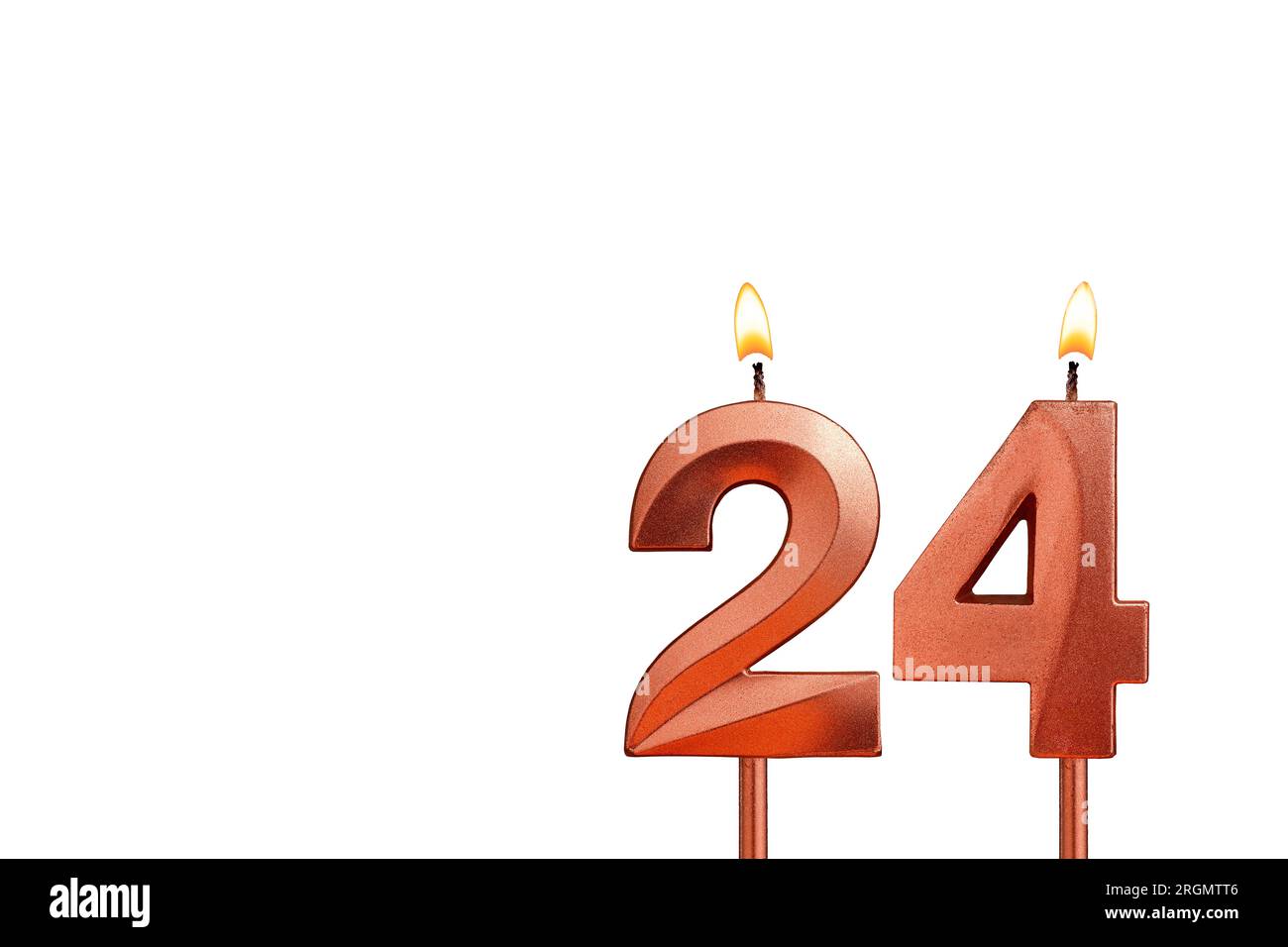 Burning candle number 24 for birthday on white background Stock Photo ...