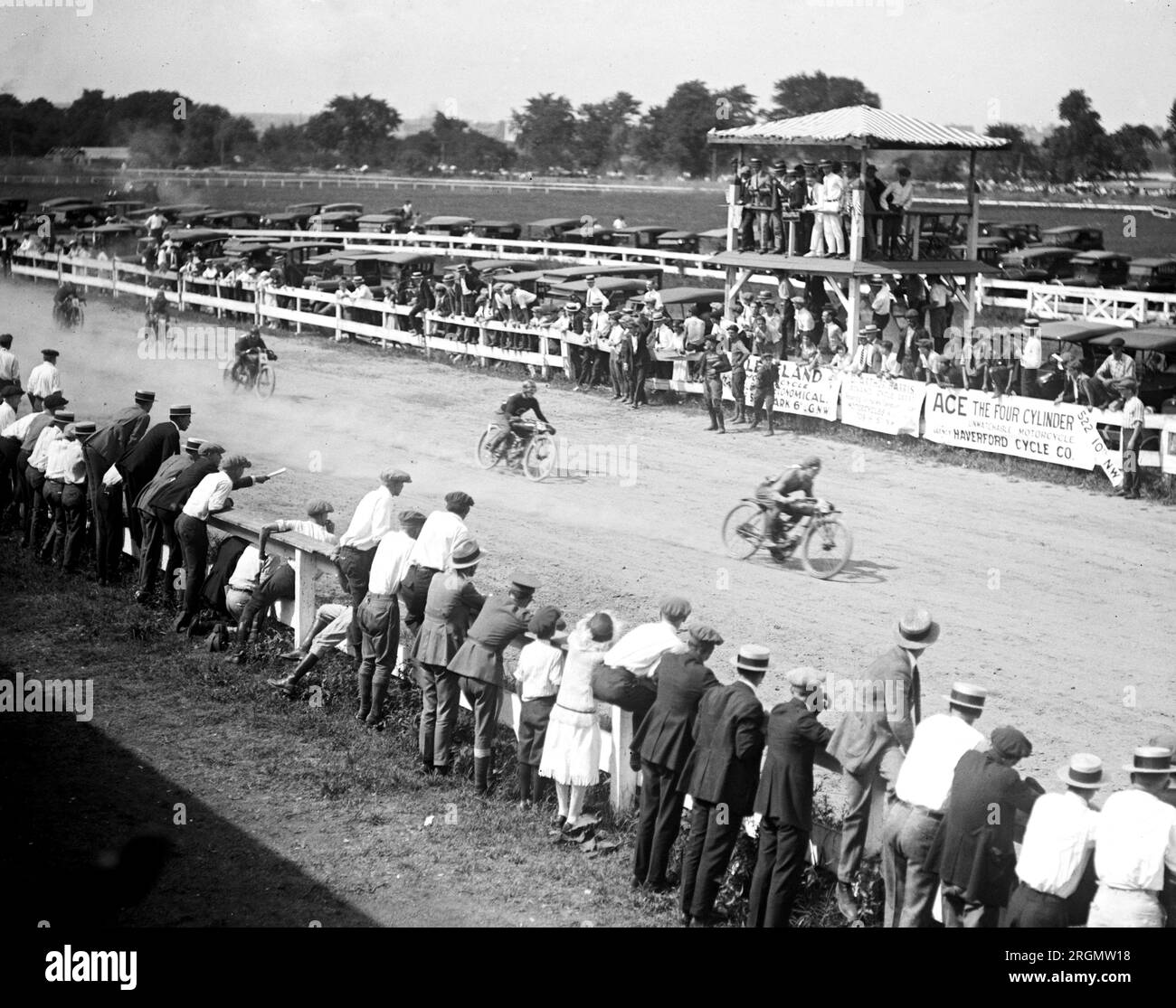 Vintage motorcycle races on a dirt race track ca. 1922 Stock Photo - Alamy
