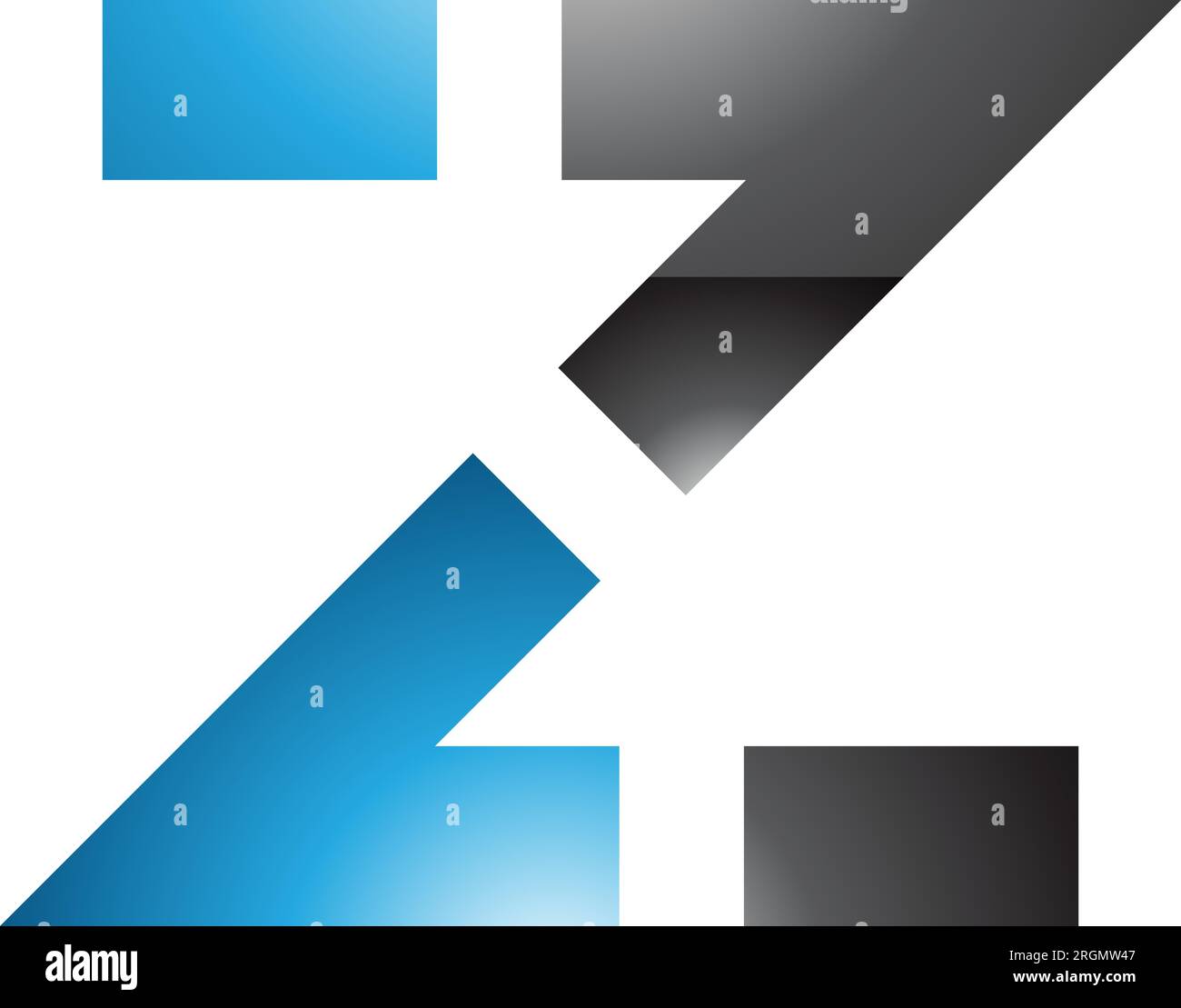 Blue and Black Glossy Dotted Line Shaped Letter Z Icon on a White ...