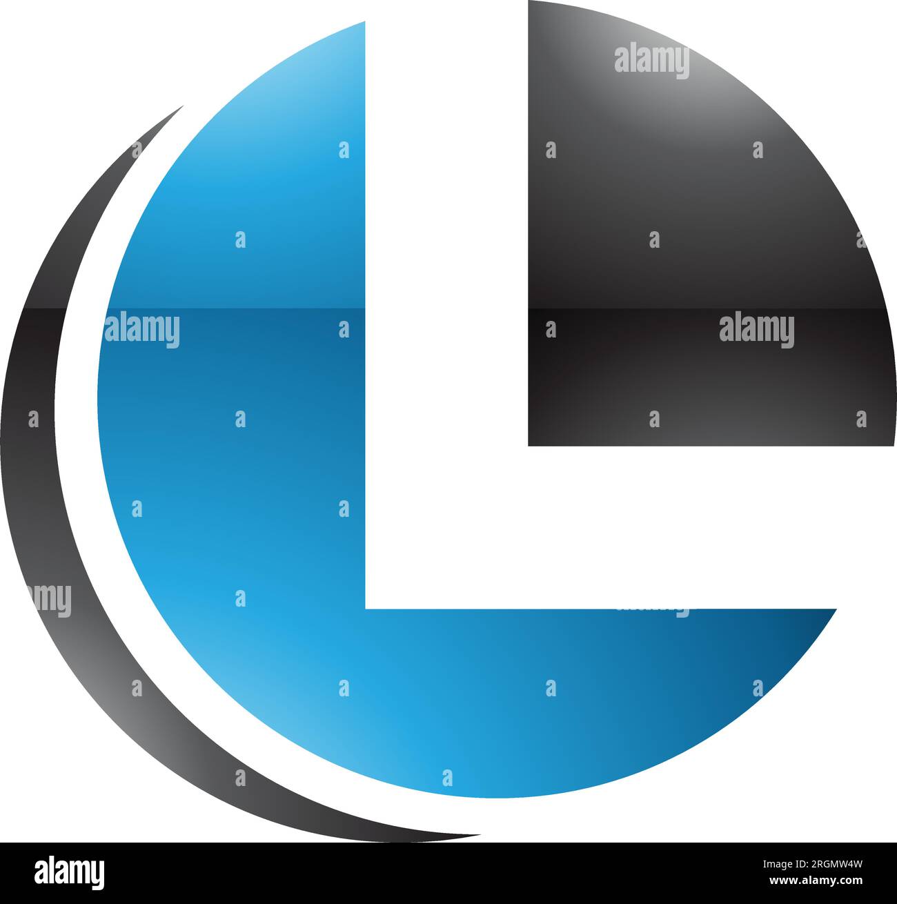 Blue and Black Glossy Circle Shaped Letter L Icon on a White Background ...