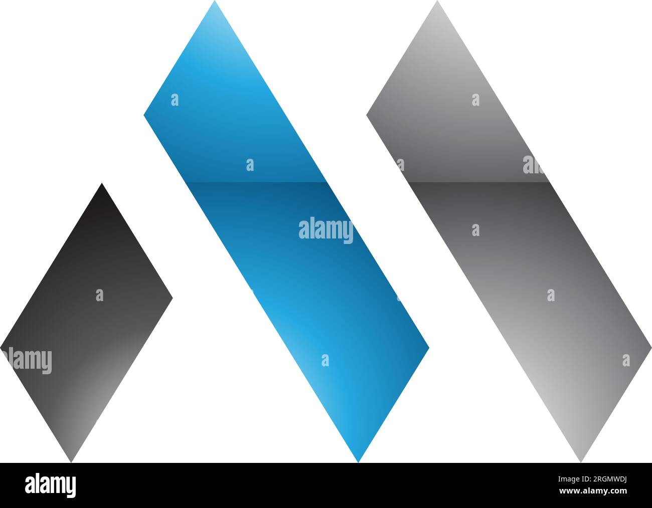 Blue and Black Glossy Letter M Icon with Rectangles on a White ...