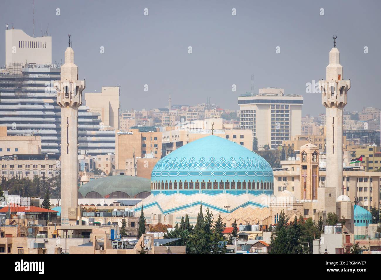 King Abdullah I Mosque in Amman, Jordan with blue rooftop against ...