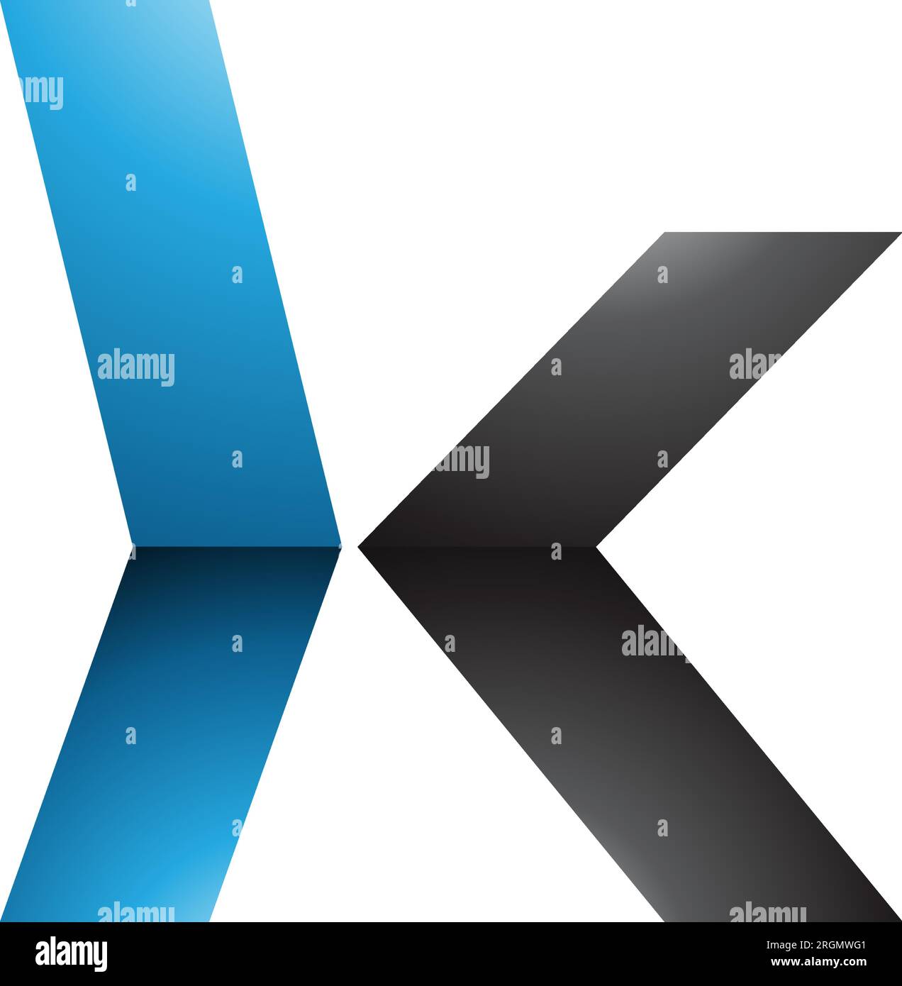 Blue and Black Glossy Lowercase Arrow Shaped Letter K Icon on a White ...