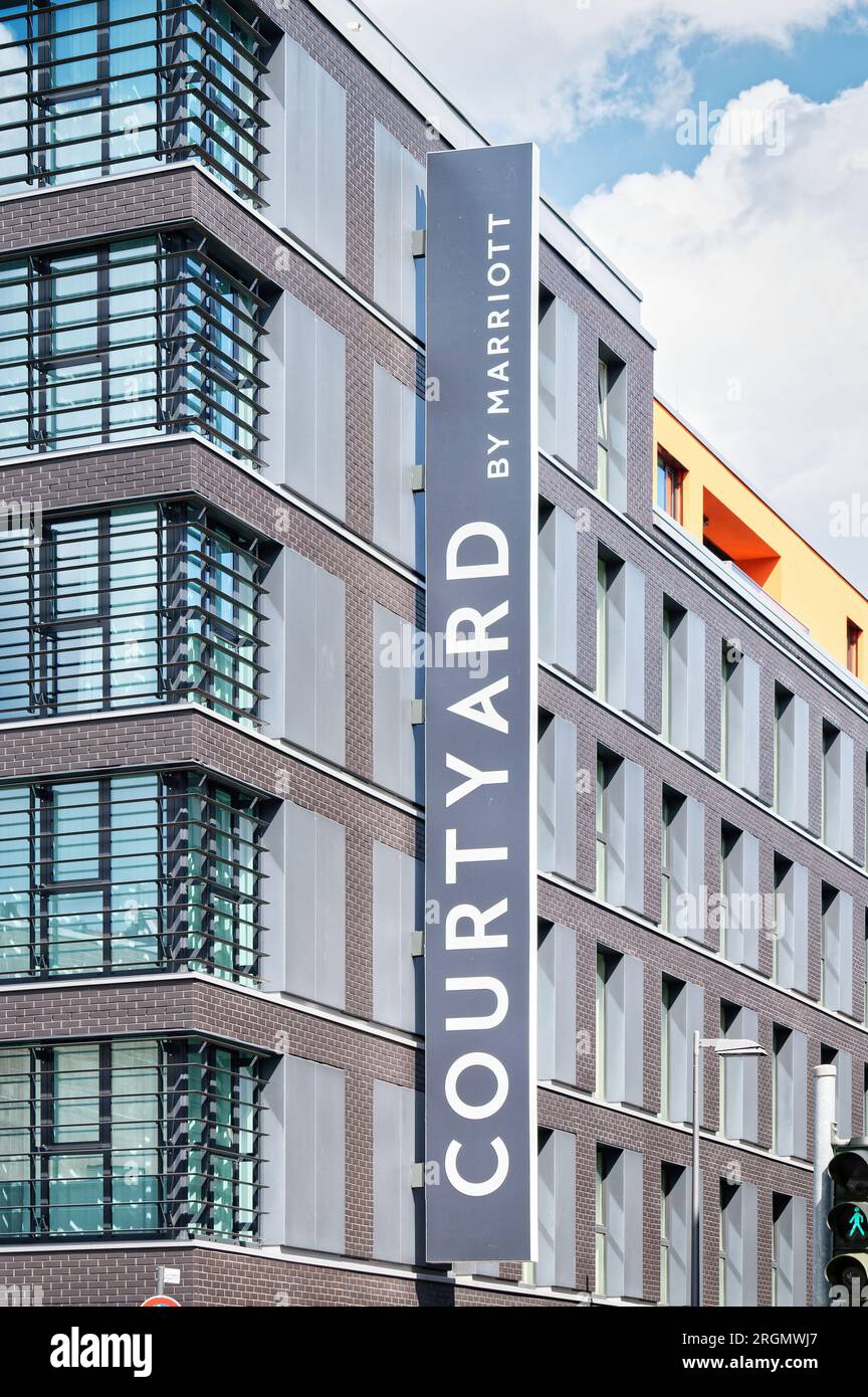 cologne, germany august 07 2023: facade and lettering of the hotel ...