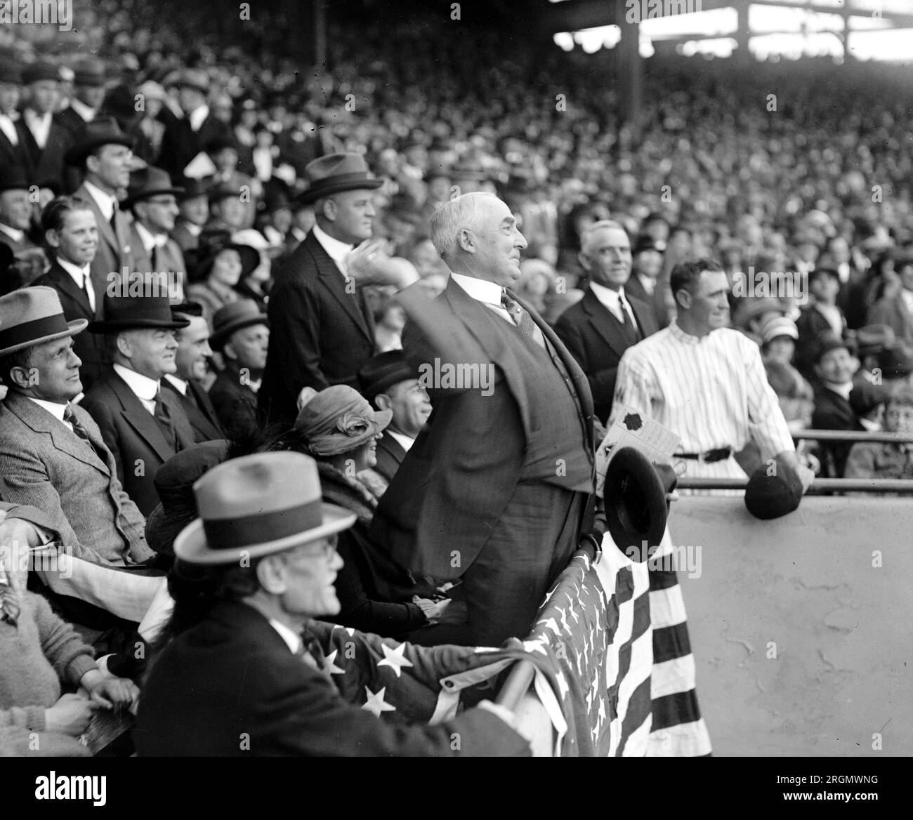 President Harding throwing out first pitch at a ballgame ca. April 26 ...