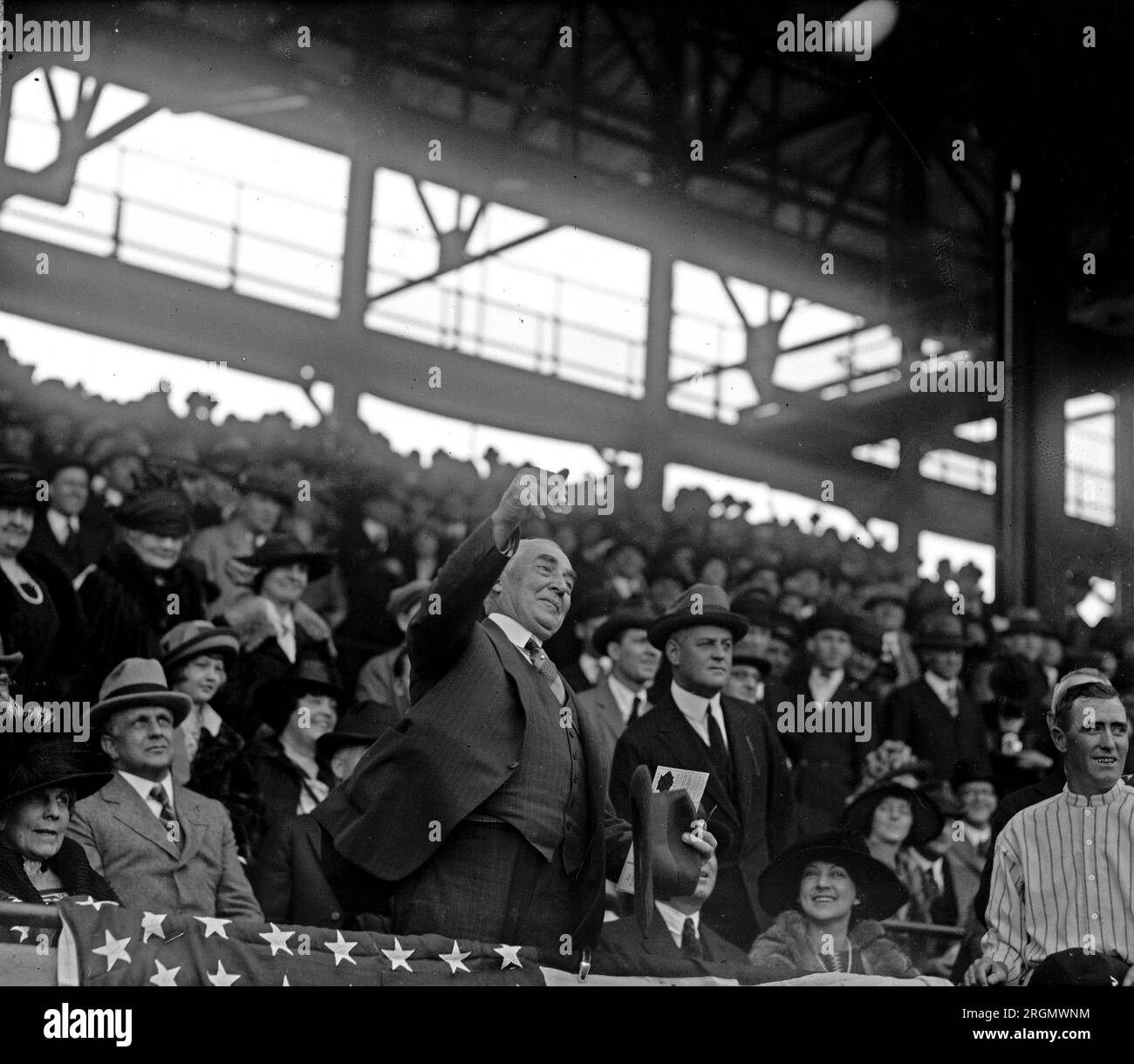 President Harding throwing out first pitch at a ballgame ca. April 26 ...