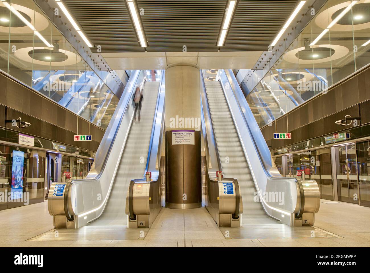 interior view of twin escalators at London underground station for New ...