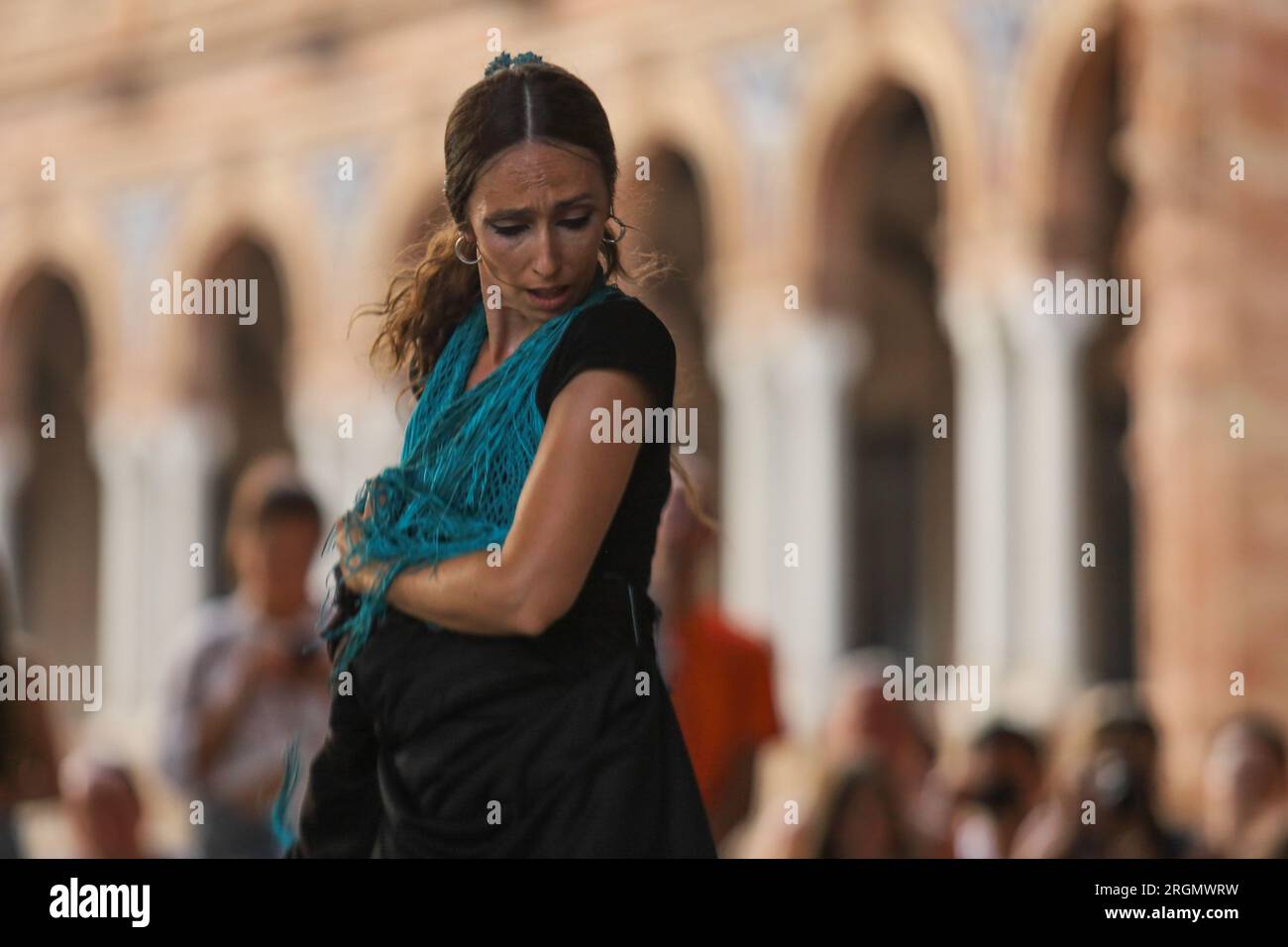 August 8, 2023: Seville, Andalucia, Spain. Flamenco group, made up of ...