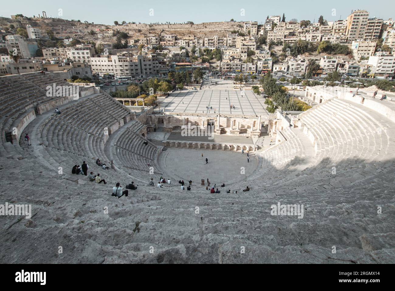 Cityscape of Amman, Jordan with Roman Amphitheater seen from the top ...