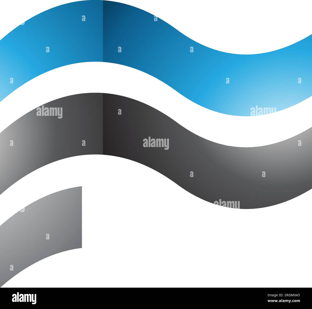 Blue and Black Wavy Glossy Flag Shaped Letter F Icon on a White ...