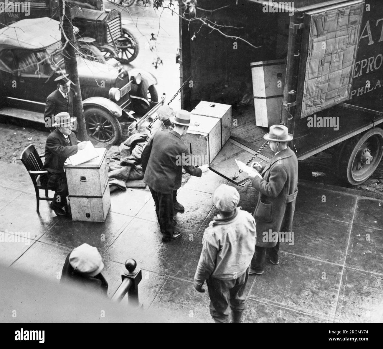Men removing ballot boxes from the William S. Vare - William B. Wilson ...
