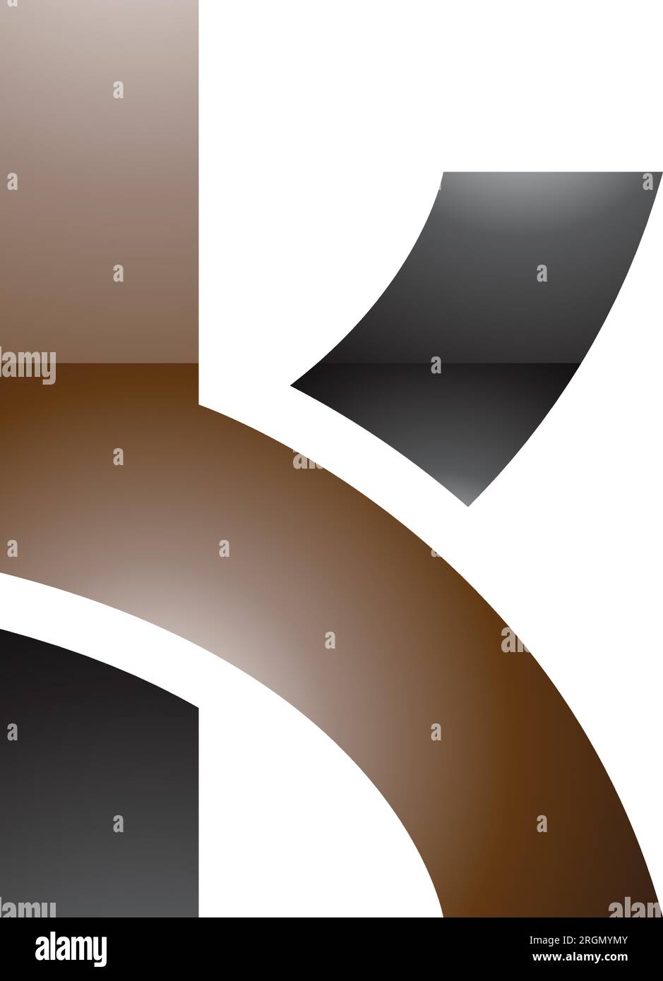 Brown and Black Glossy Lowercase Letter K Icon with Overlapping Paths ...