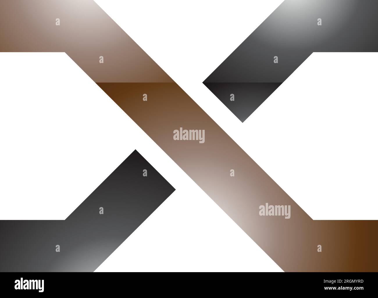 Brown and Black Glossy Letter X Icon with Crossing Lines on a White ...