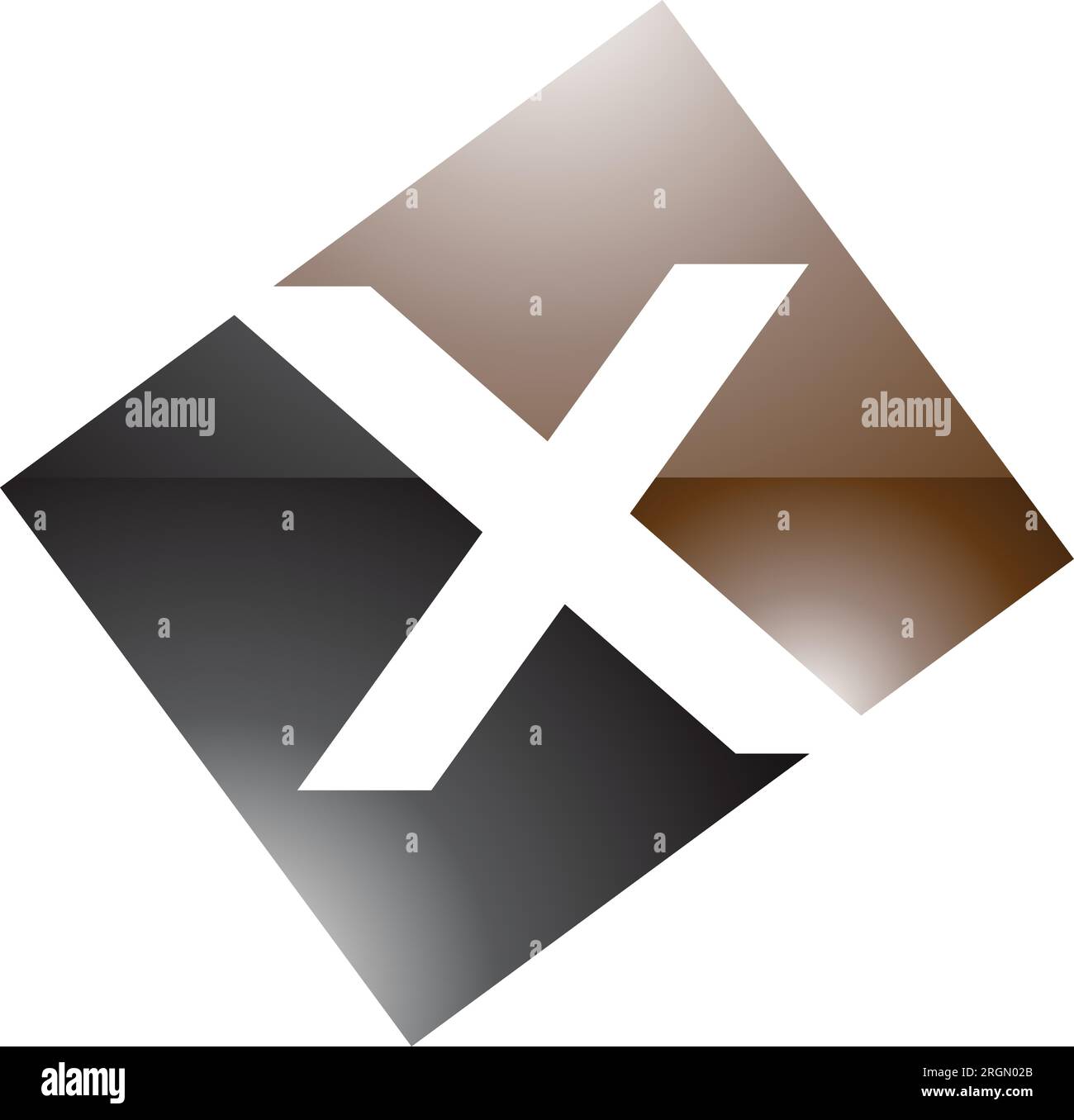 Brown and Black Glossy Rectangle Shaped Letter X Icon on a White ...