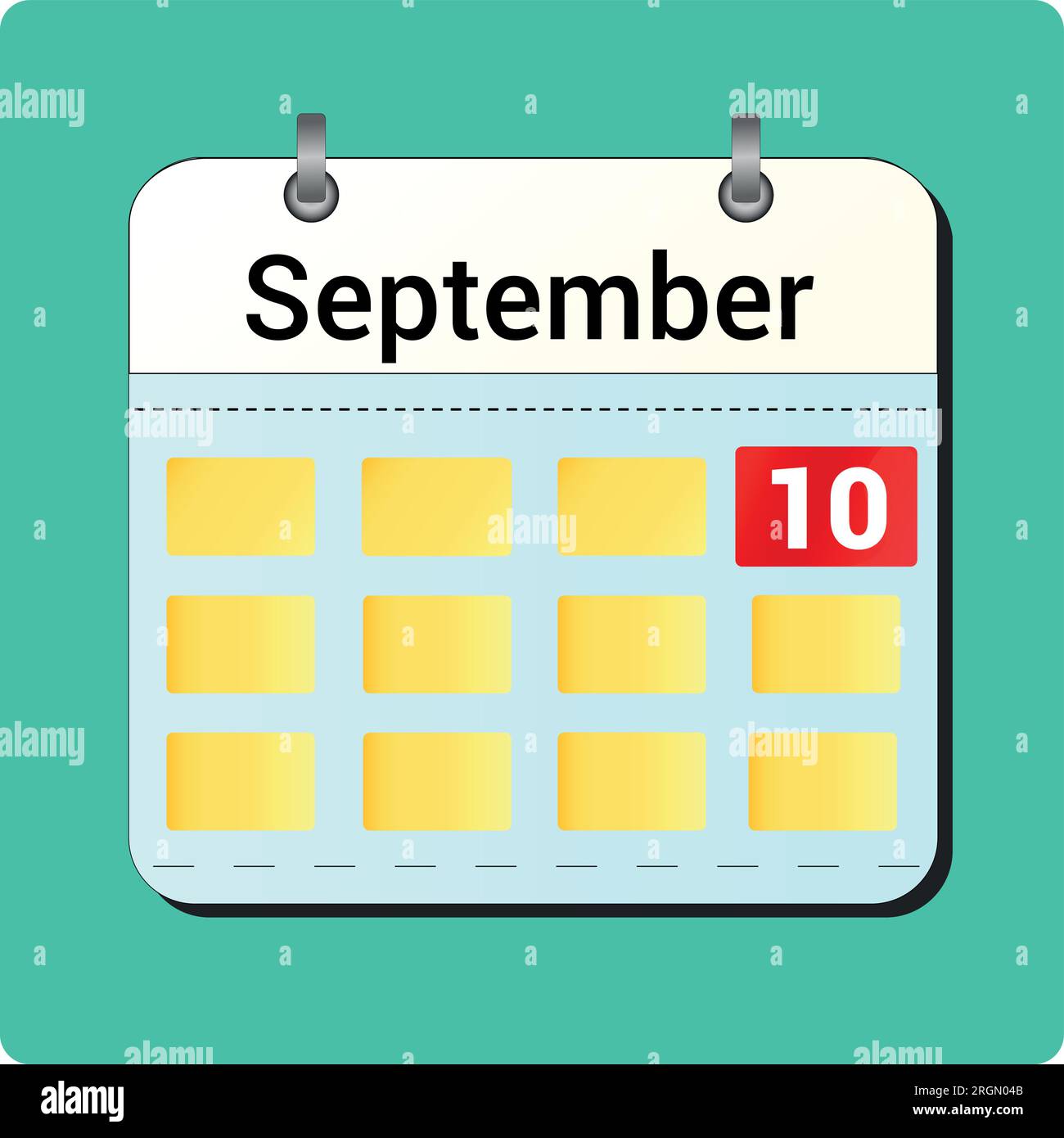 calendar vector drawing, date September 10 on the page Stock Vector ...