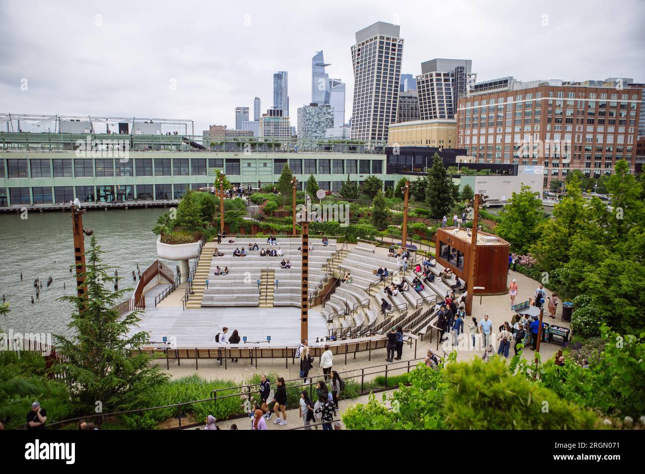 Amphitheater in Little Island in Hudson River Park, Manhattan, New York ...