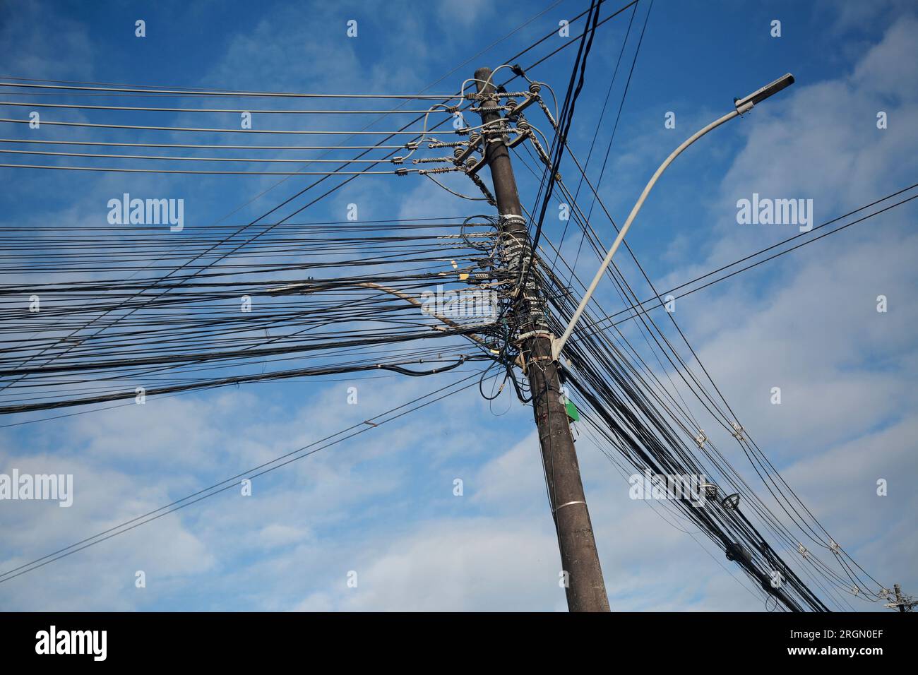 salvador, bahia, brazil - august, 25, 2022: Electric network wiring and ...