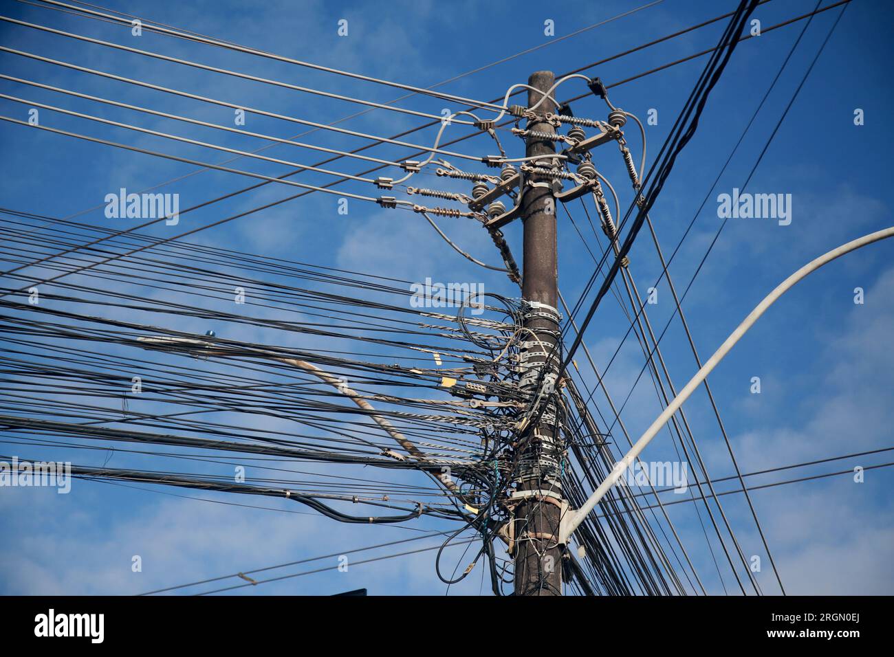 salvador, bahia, brazil - august, 25, 2022: Electric network wiring and ...