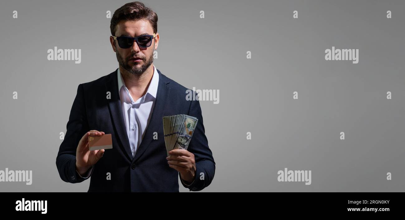 Business man with cash money dollars banknotes Stock Photo - Alamy