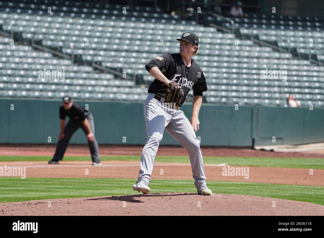 August 6 2023: El Paso pitcher Jay Groome (44) throws a pitch during ...