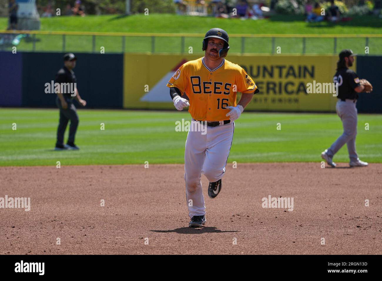 August 6 2023: Salt Lake catcher Zach Humphreys(16) hits a homer during ...