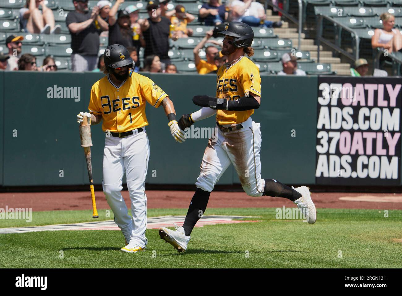 August 6 2023: Salt Lake right fielder Trey Cabbage (20 scores a run ...