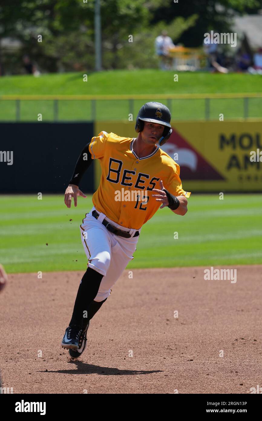 August 6 2023: Salt Lake center fielder Jared Oliva (12) runs the bases ...