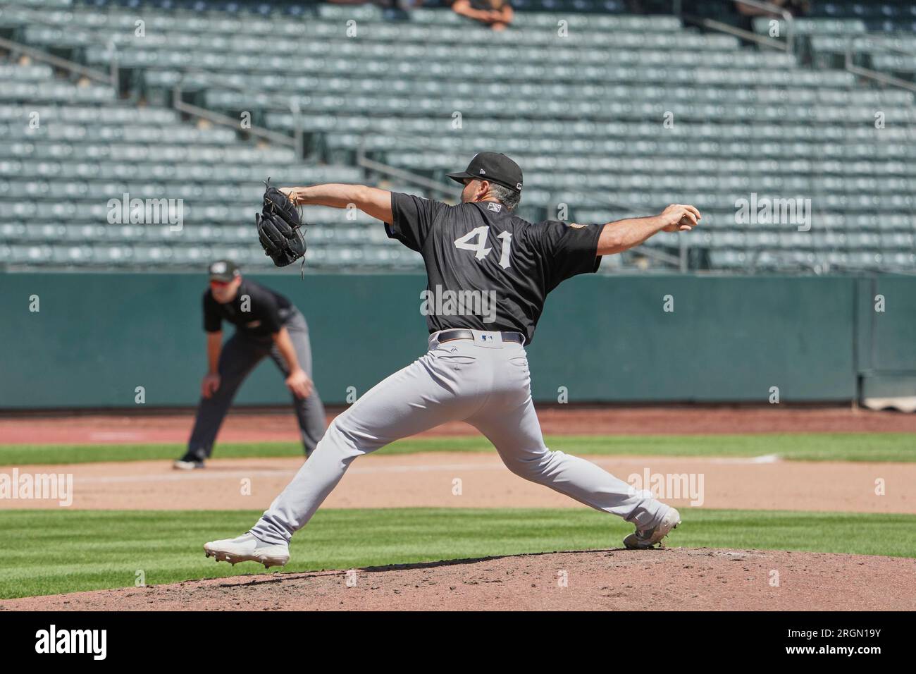 August 6 2023: El Paso pitcher Nick Hernandez (41) throws a pitch ...